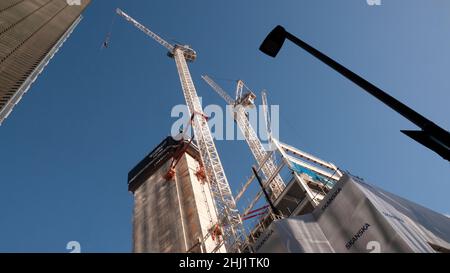22 Ropemaker street, construction cranes on site at 25 storey mixed use ...