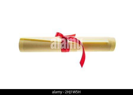 Certificate Scroll diploma Stock Photo - Alamy
