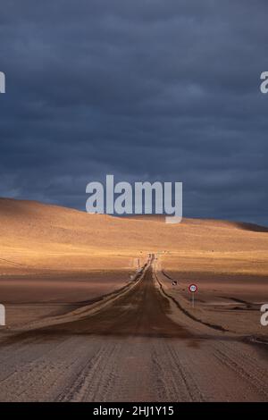 A sunrise view along B-245, the main road between San Pedro de Atacama ...