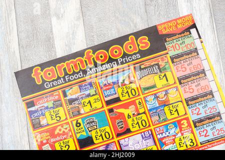 Farmfoods logo on copies of their letterbox direct marketing flyers ...