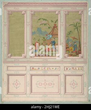 Design for wall panels decorated with Chinoiserie scenes 1967 by Jules ...