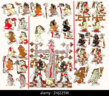 Aztec hieroglyphs, facsimile from atlas pittoresque by Alexander von ...