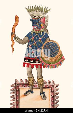 Pre-Columbian art. Aztec. Tlaloc. Nahua deity. Monolith at the entrance ...