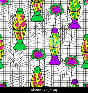 Groovy Lava Lamp Seamless Pattern. Psychedelic Fluid Drops Vector ...
