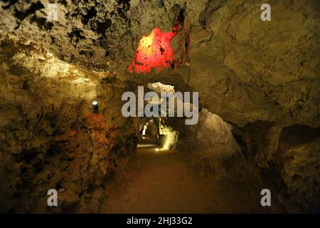 Olga Cave, limestone tuff cave, Lichtenstein-Honau, Baden-Wuerttemberg ...