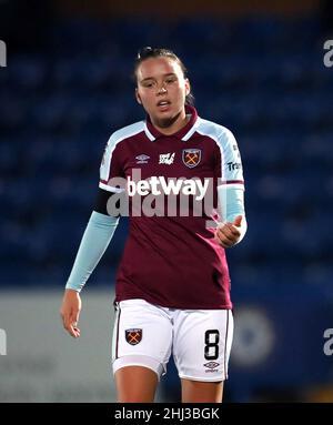 West Ham United’s Emma Snerle (left) and Arsenal’s Alessia Russo battle ...