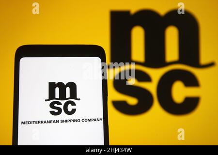 In this photo illustration, a MSC Mediterranean Shipping Company logo ...