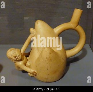 This stirrup spout vessel from the Moche culture (100-500 AD) is a ...