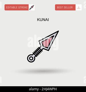Kunai icon Vector symbol or sign set collection in black and white outline Stock Vector Image ...