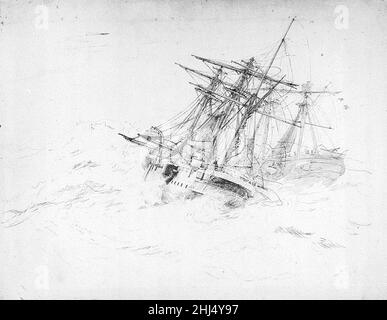 Storm- study for the escape of HMS 'Calliope' from the hurricane at ...