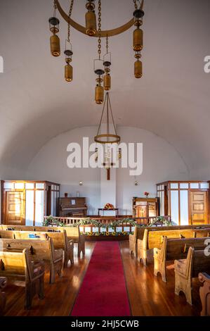 Interior of historic church in Retlaw, Alberta, Canada Stock Photo - Alamy