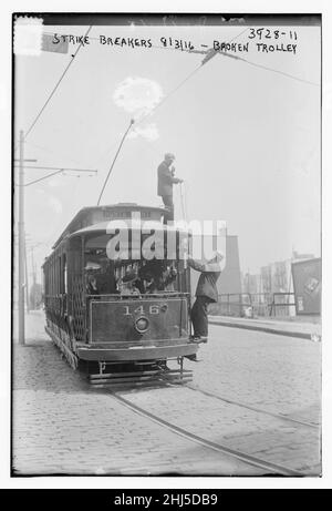 Strike breakers -- broken trolley Stock Photo - Alamy