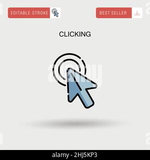 Hand clicking icon linear vector graphics sign or symbol set for web ...