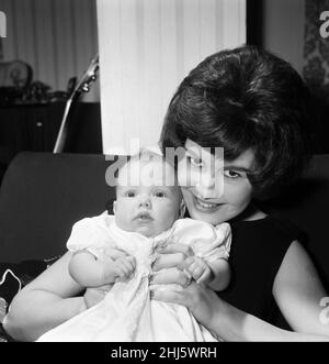 Baby Kim Wilde at home in Chiswick with a microphone. 30th January 1961 ...