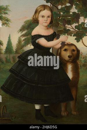 Portrait of a Girl and Her Dog in a Grape Arbor, attributed to Susan ...