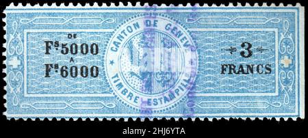 Switzerland Geneva 1887 revenue A8 3.50Fr - 80 Stock Photo - Alamy