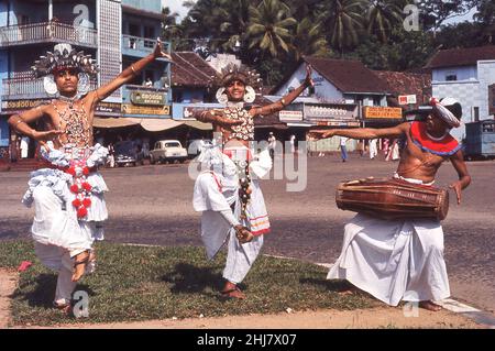 Kandyan dancers in costumes performing on stage in Kandy, Sri Lanka ...