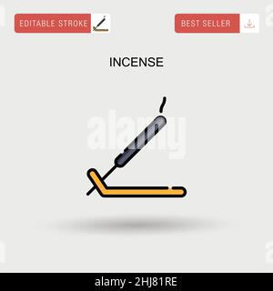 Burning incense stick icon Black line art vector in black and white ...