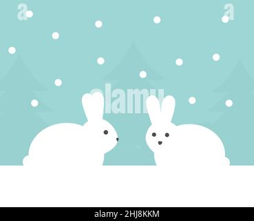 Two cute bunny in a forest glade. Boy and girl, concept spring, love ...