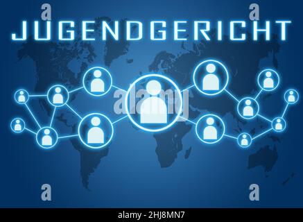 Juvenile Court - text concept on green digital world map background ...