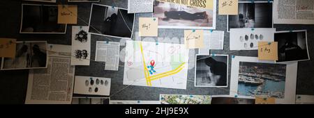 Police Investigator Board Background. Detective Evidence Map Stock ...