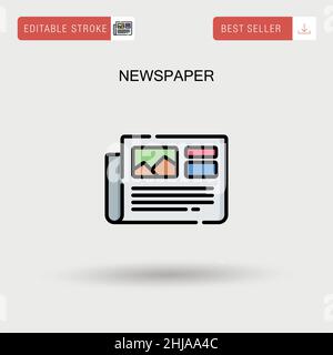 newspaper advertising icon, black vector sign with editable strokes ...