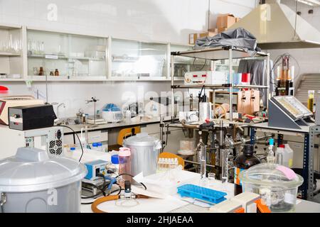 Interior of chemical laboratory equipped with different tools Stock ...