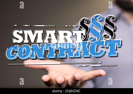Illustration of colorful digital sign above a hand Stock Photo - Alamy