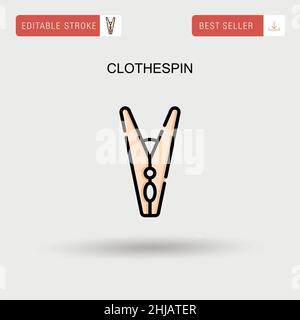 Clothespin Simple vector icon. Illustration symbol design template for ...