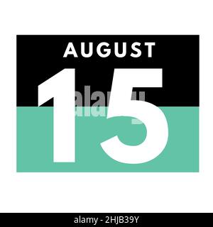 August 15 . flat daily calendar icon .date ,day, month .calendar for ...