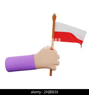 3d rendering hand with poland national day concept Stock Photo - Alamy