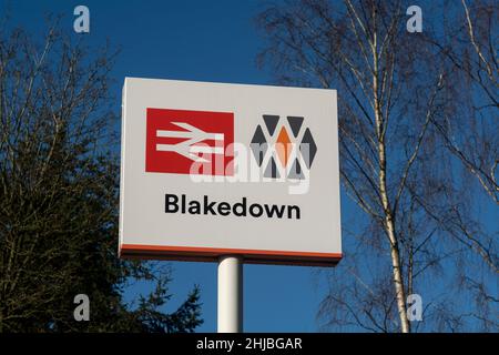 Blakedown railway station sign, Worcestershire, England, UK Stock Photo ...