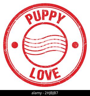 PUPPY LOVE, text on red-black rectangle stamp sign Stock Photo - Alamy