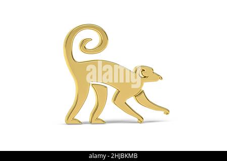Golden 3d proboscis monkey icon isolated on white background - 3d ...