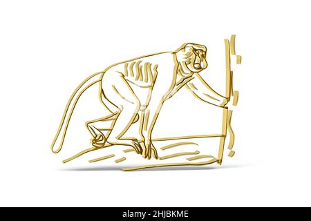 Golden 3d proboscis monkey icon isolated on white background - 3d ...