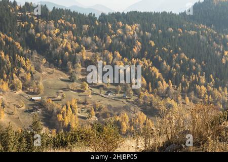 Mountain of Boge, Rogove surrounded by colorful forest in the autumn ...
