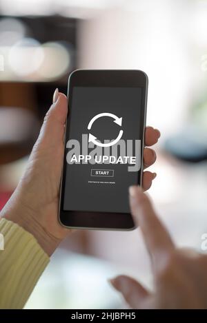 Smartphone screen displaying an update concept Stock Photo - Alamy