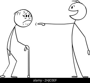 Senior or Old Person Mocking or Ridiculing Young Person, Laughing and ...