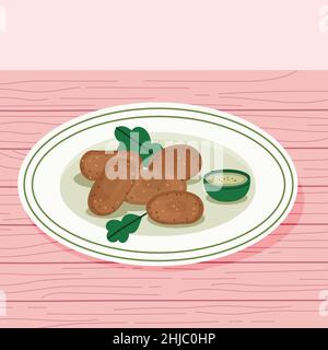 Hand drawn croquetas illustration Vector illustration Stock Vector ...