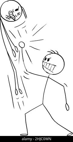 Two Persons Arguing or Fighting , Vector Cartoon Stick Figure ...