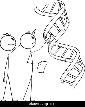 Genetic dna research. Scientists researching and analyzing dna molecule ...