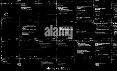 White digital codes in cells with numbers on black background. Lot of ...