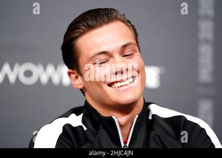Boxer Hopey Price during a press conference at The Banking Hall, Leeds ...