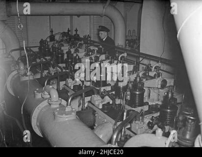 Winter at sea in the 1940s. Pictured the swedish icebreaker Ymer ...