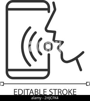 Speech recognition pixel perfect linear ui icon Stock Vector Image ...