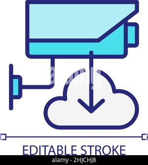 CCTV and phone connection pixel perfect RGB color icon for dark theme ...