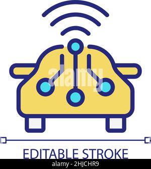 Smart car pixel perfect RGB color icon for dark theme Stock Vector ...