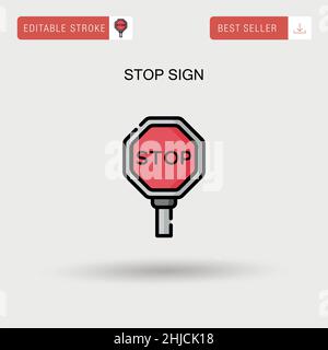 Simple red stop street sign with big hand symbol or icon vector ...