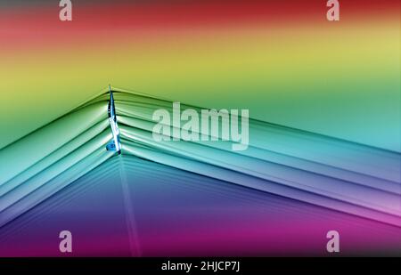 Supersonic aircraft shockwave research. Schlieren image of shockwaves ...