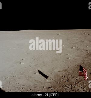 Apollo 11 American flag on the Moon surface Stock Photo - Alamy